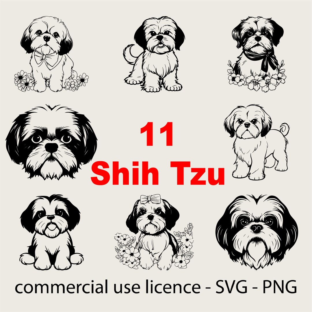 Shih Tzu Svg Bundle, Cute Shih Tzu Face Png, Puppy Shih Tzu Silhouette ...