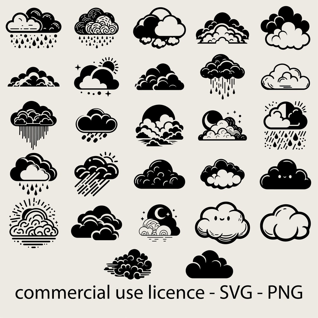 27 Clouds Bundle Svg, Cute Clouds Bundle Svg, Cloud Silhouette Clipart ...