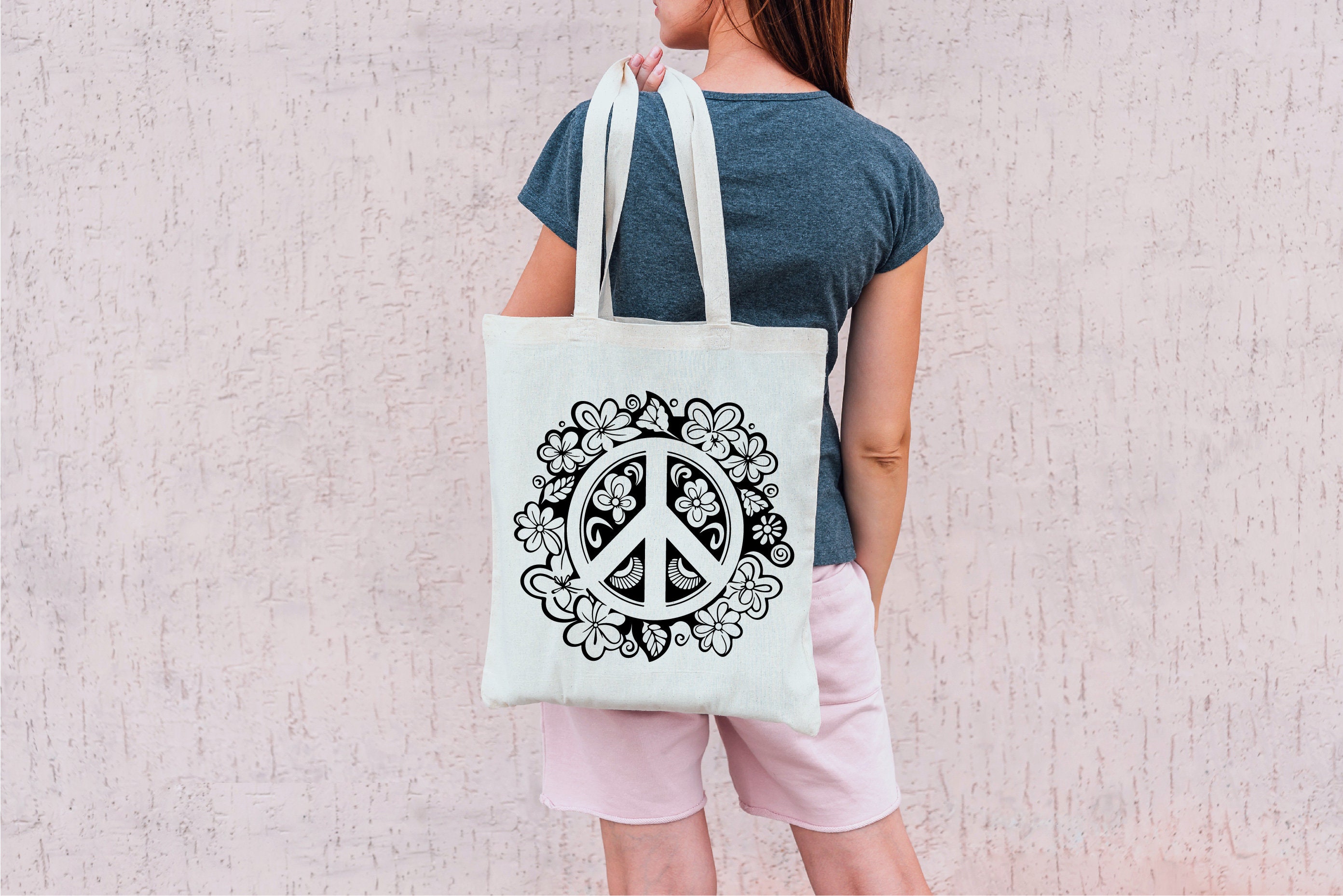 Floral Peace Sign Svg, Flowers With Peace Sign Png, Peace Sign Flower ...