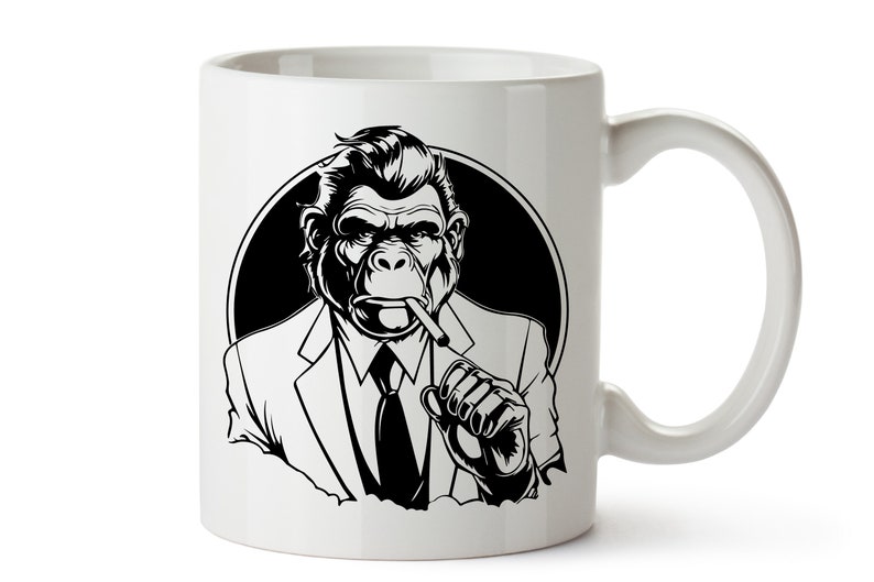 Cool Gorilla Smoking Cigar Svg, King Gorilla Strong Face Svg, Gorilla ...