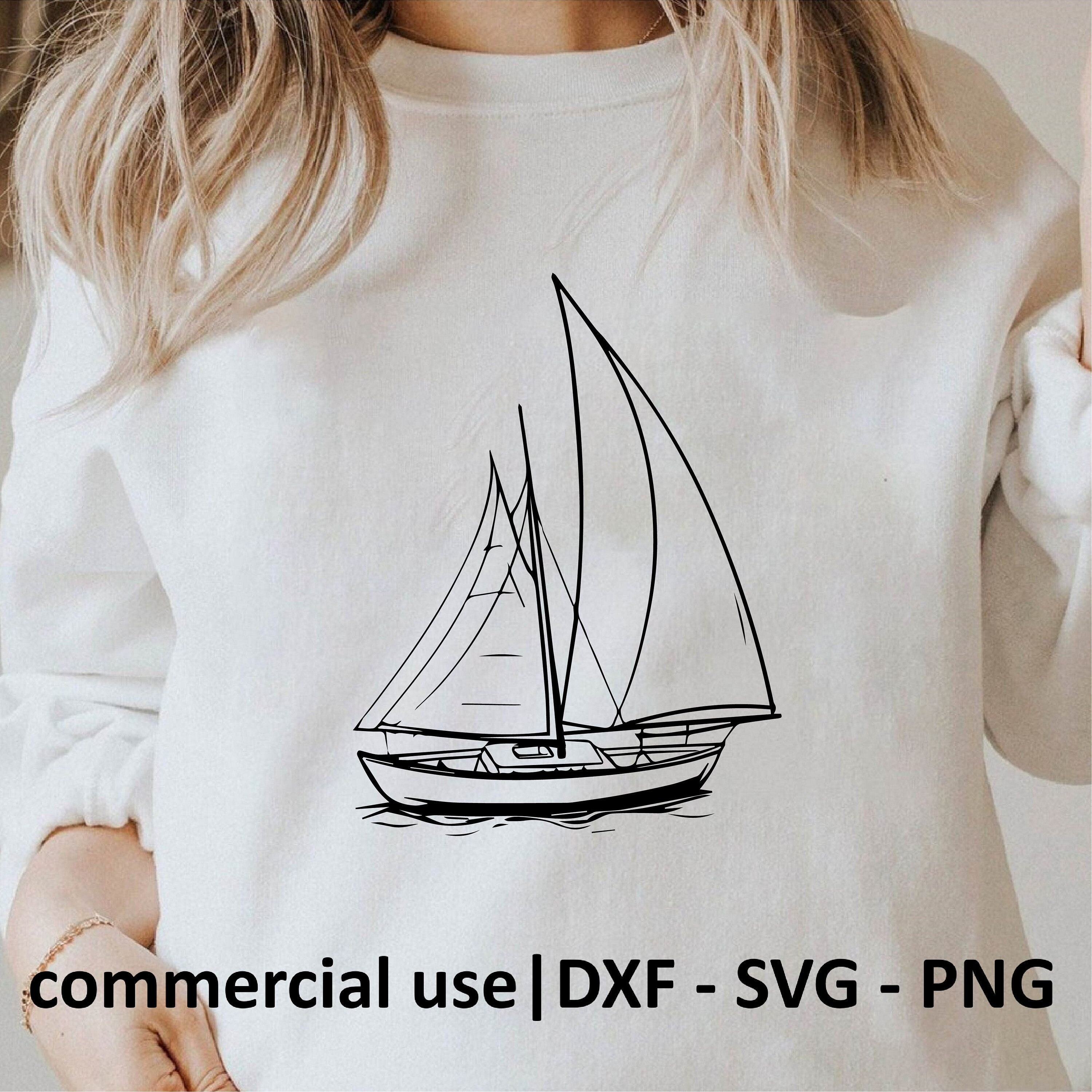Boat Sailing Svg Png Dxf Sailboat on Waves Svg Minimalist - Etsy