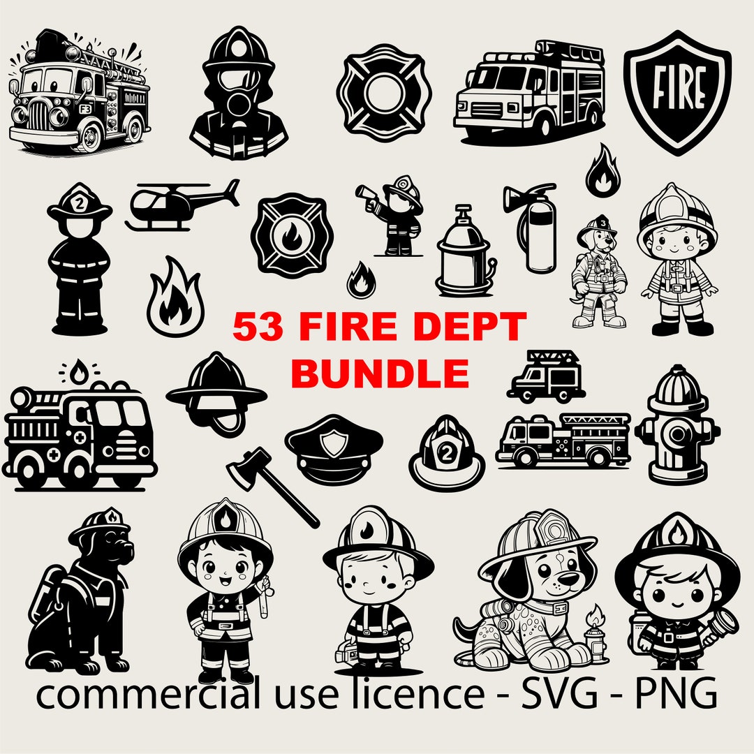 53 Design Fire Dept Svg Bundle, Cute Firefighter Svg, Firetruck Svg ...