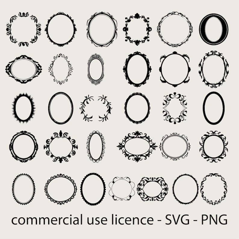 63 Unique Oval Frame Svg Bundle, Decorative Oval Frame Svg, Cricut Oval ...