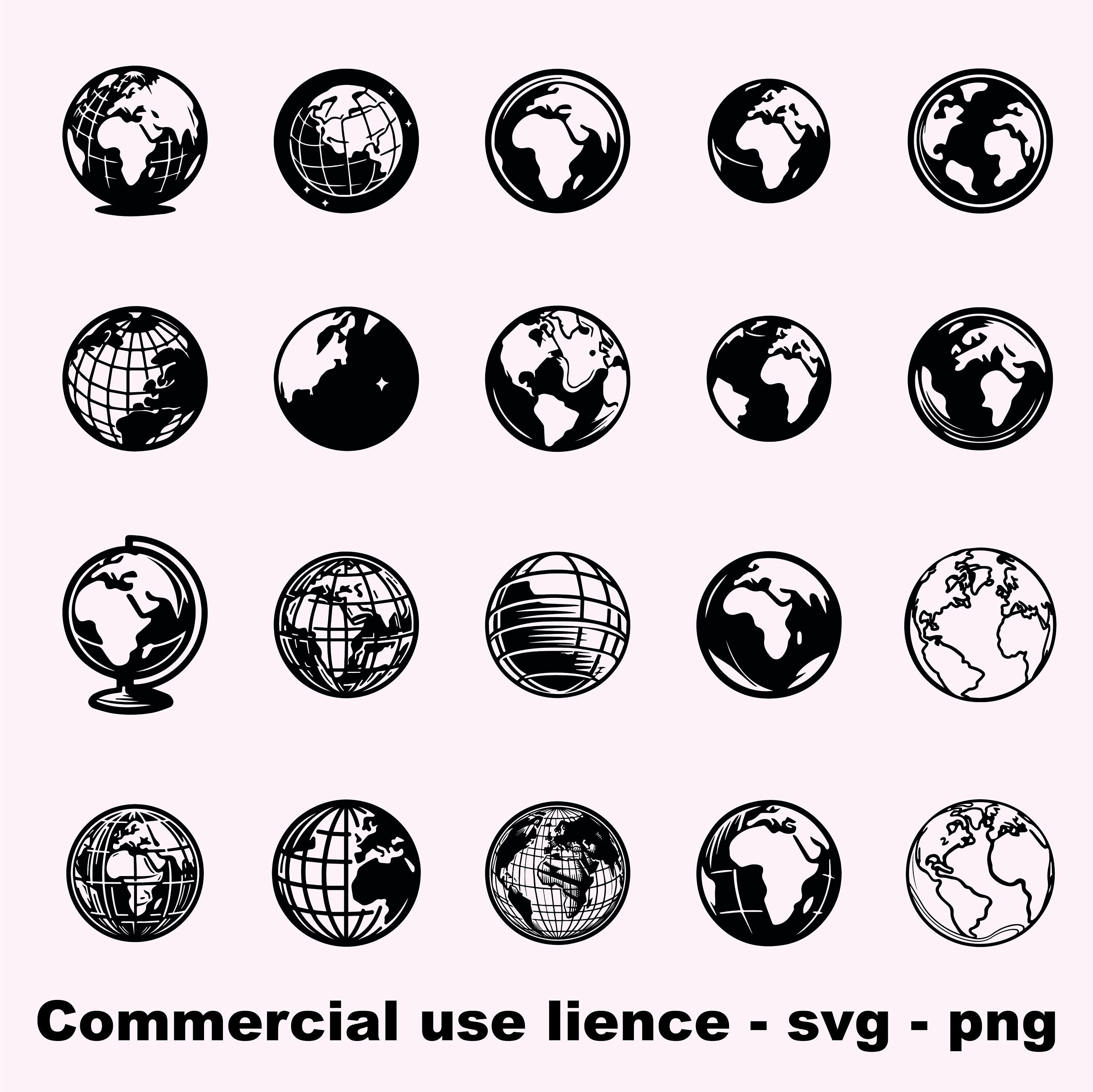 Globe Svg Bundle, Planet Earth Svg, Globe Clipart, Globe Silhouette ...