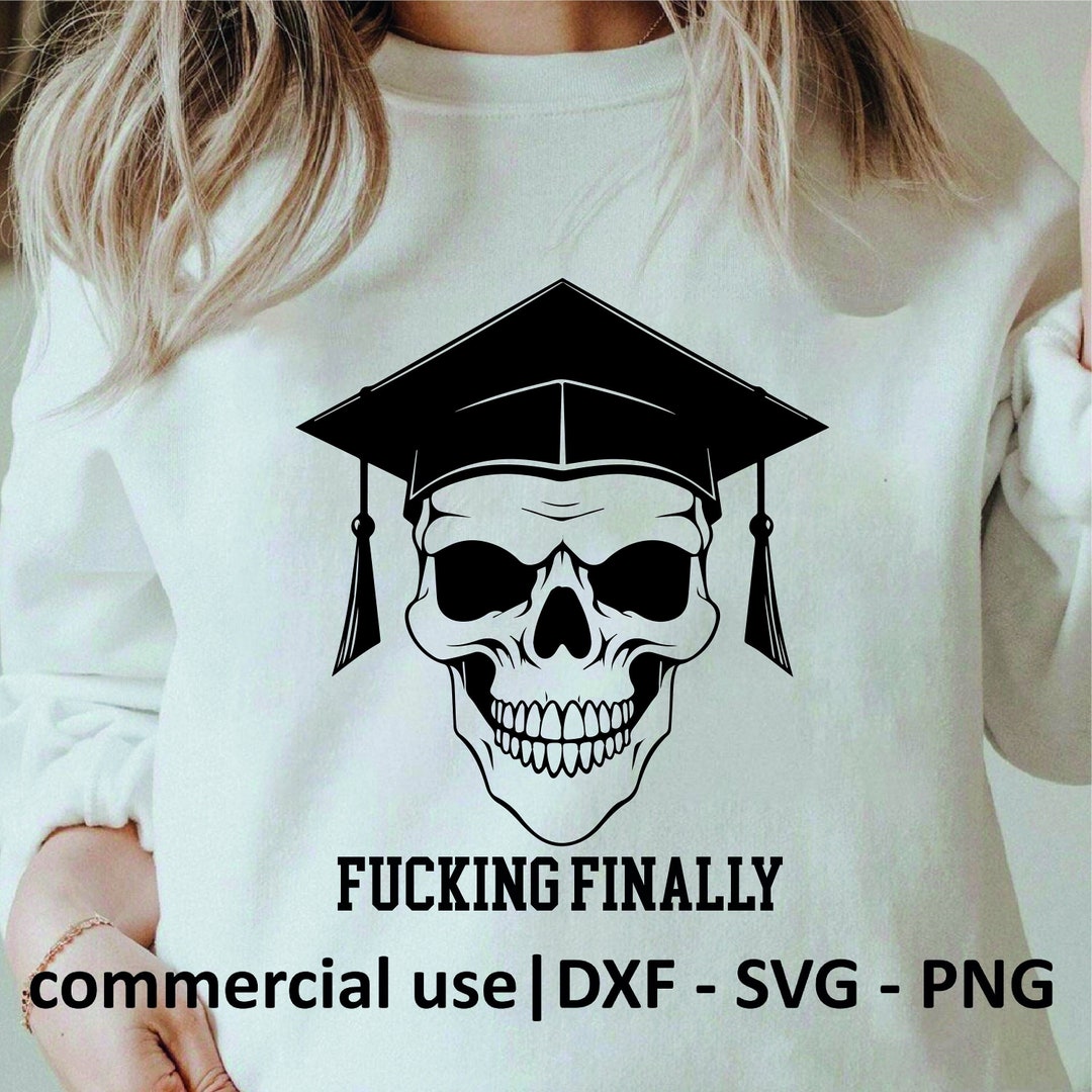 Funny Graduation Svg, Png, Dxf, Skull With Graduation Cap Clipart ...