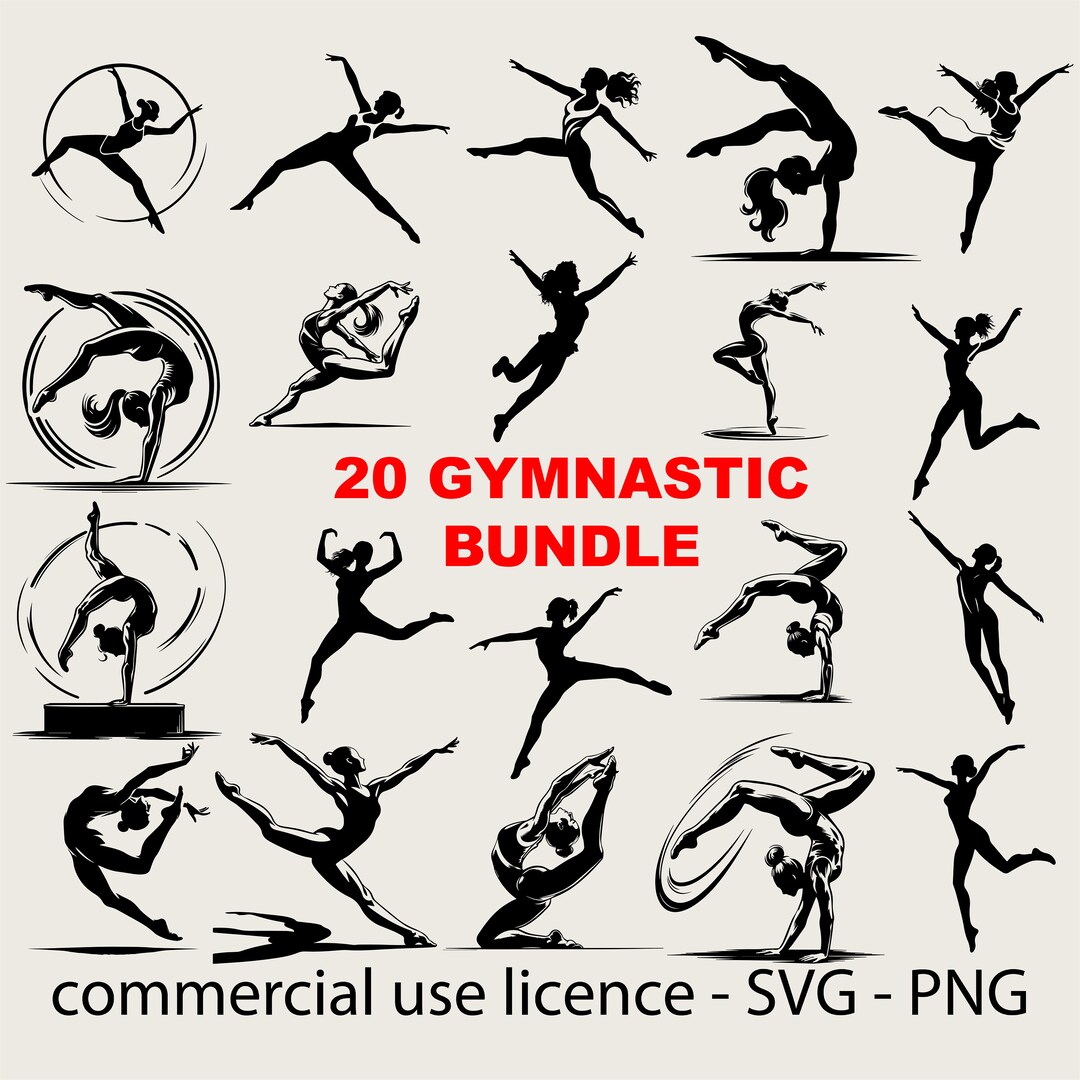 20 Designs Gymnastics Svg Bundle, Gymnast Svg, Sports Svg, Rhythmic ...