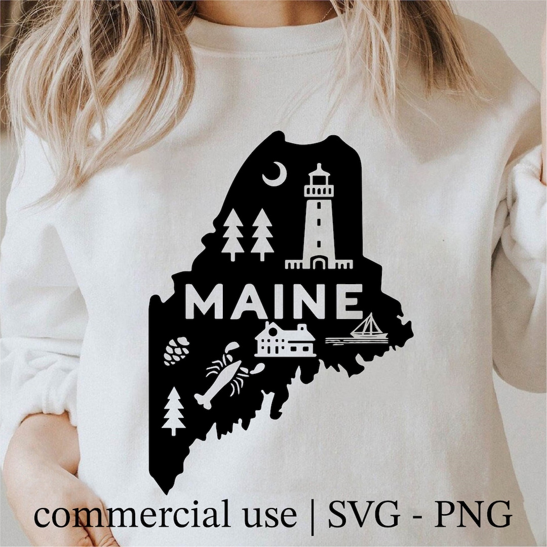 Maine Svg, State Svg, Maine Clipart, Maine Outline, Maine Shirt Design ...