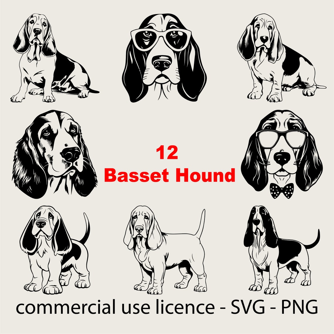 Basset Hound Svg Bundle, Cute Basset Hound Puppy Png, Basset Hound ...