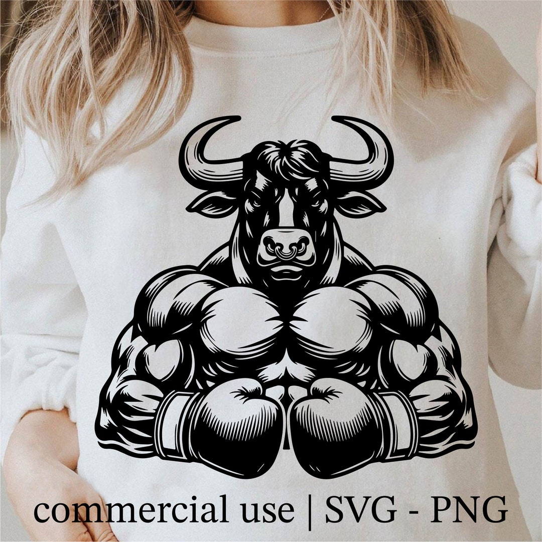 Boxing Bull Svg, Fitness Bull Svg, Boxing Bull Clipart, Angry Bull Svg ...