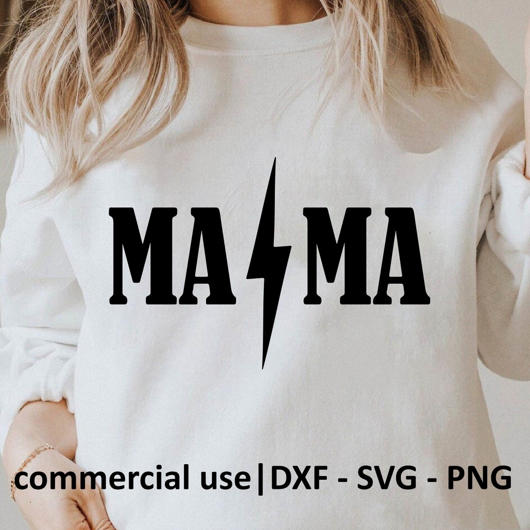 Rock N Roll Mama Svg, Mama With Lightening Bolt Svg, Rocker Mom Svg ...