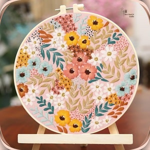 Flower Embroidery Kit, DIY Embroidery Kit, Embroidery Kit Flowers ...