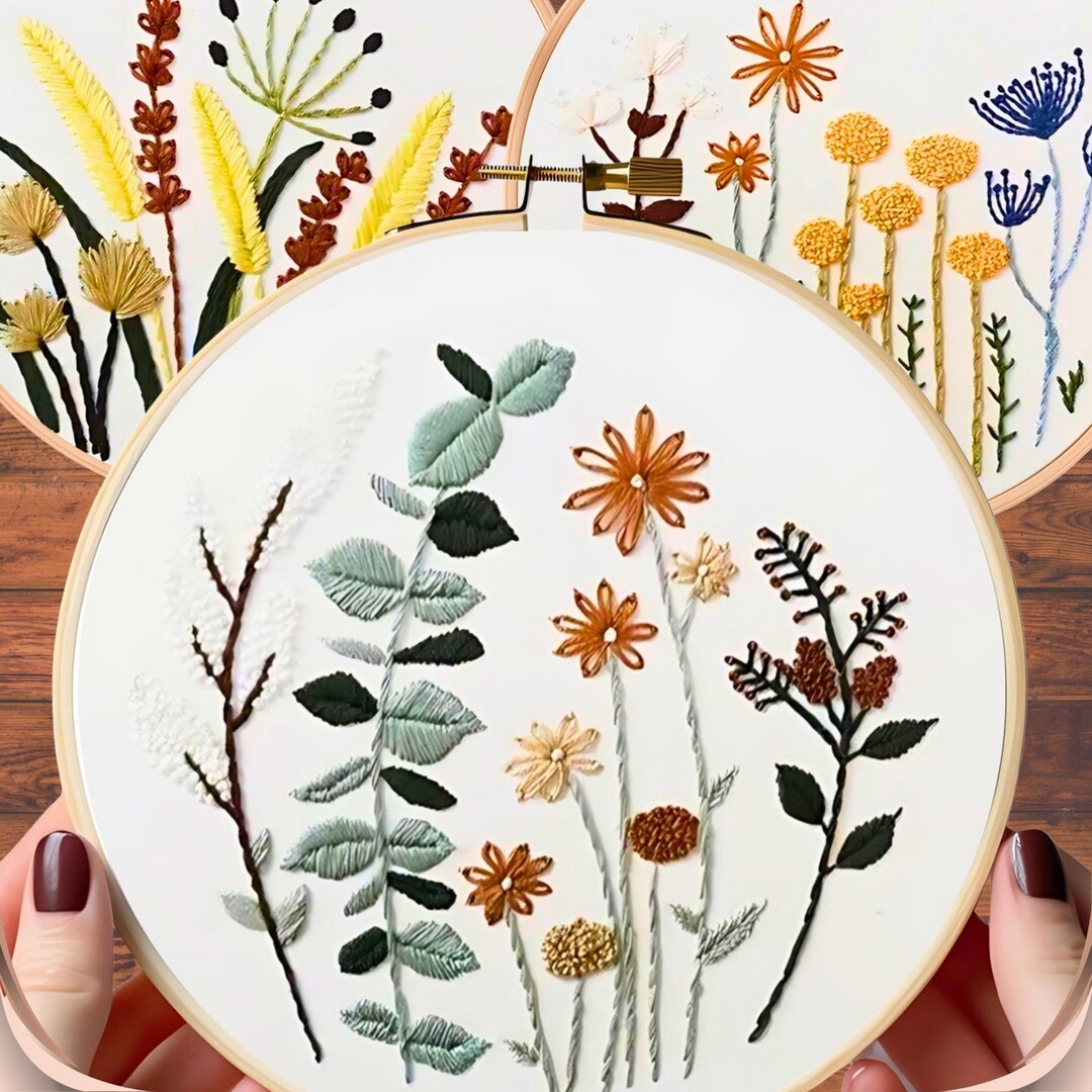 Floral Embroidery Kit, DIY Embroidery Kit, Embroidery Kit Flowers ...