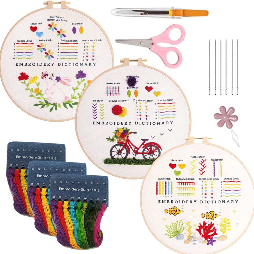 3 Set Beginner Embroidery Kit, Embroidery Starter Kit, Modern ...