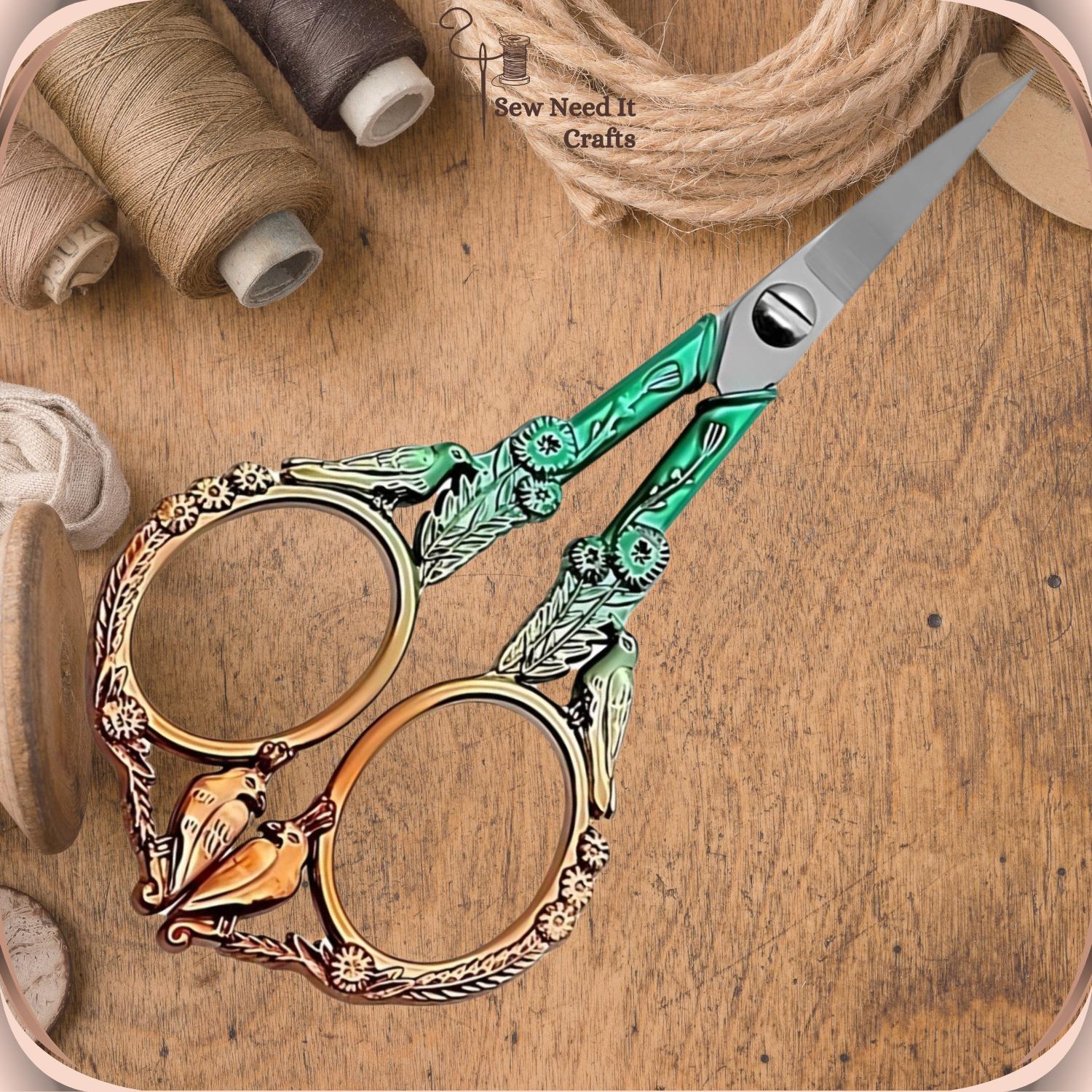 Elegant Metal Engraved Friendly Birds Design Antique Vintage Scissors ...