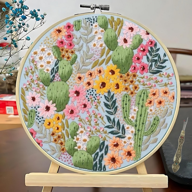 Flower Embroidery Kit, DIY Embroidery Kit, Embroidery Kit Flowers ...