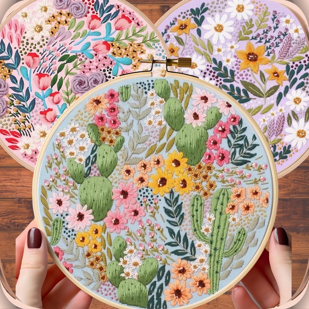 Flower Embroidery Kit, DIY Embroidery Kit, Embroidery Kit Flowers ...