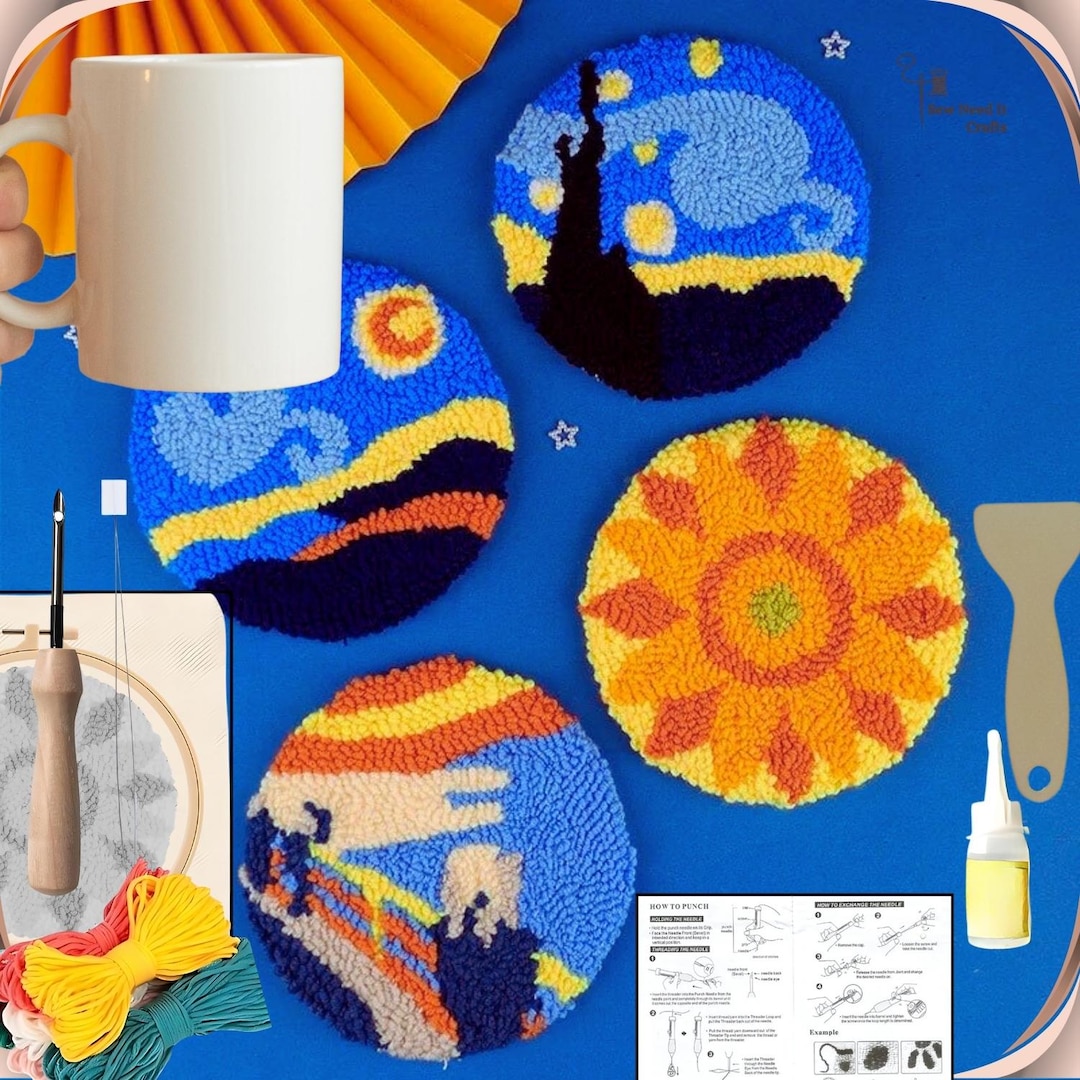 Punch Needle Coaster Kit, Punch Needle Coaster, Punch Coaster, Coffee ...