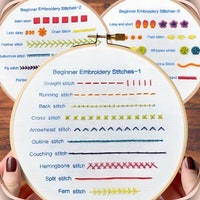 Stitch Sampler Full Kit Beginner Hand Embroidery Design, Printed Hand ...