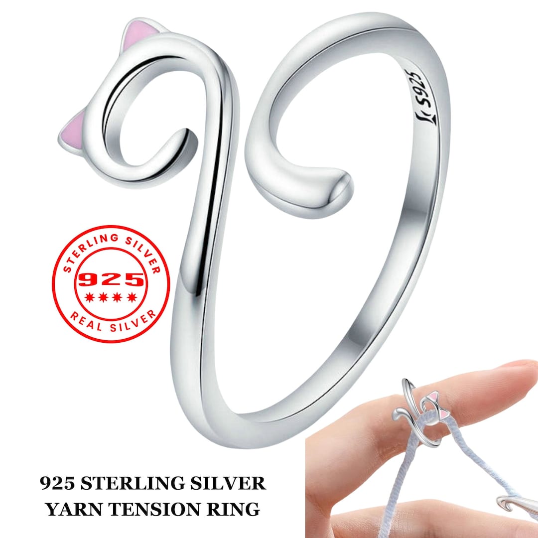 Sterling Silver 925 Yarn Tension Ring Adjustable Size, Knitting ...