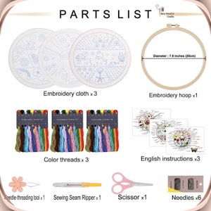 3 Set Beginner Embroidery Kit, Embroidery Starter Kit, Modern ...