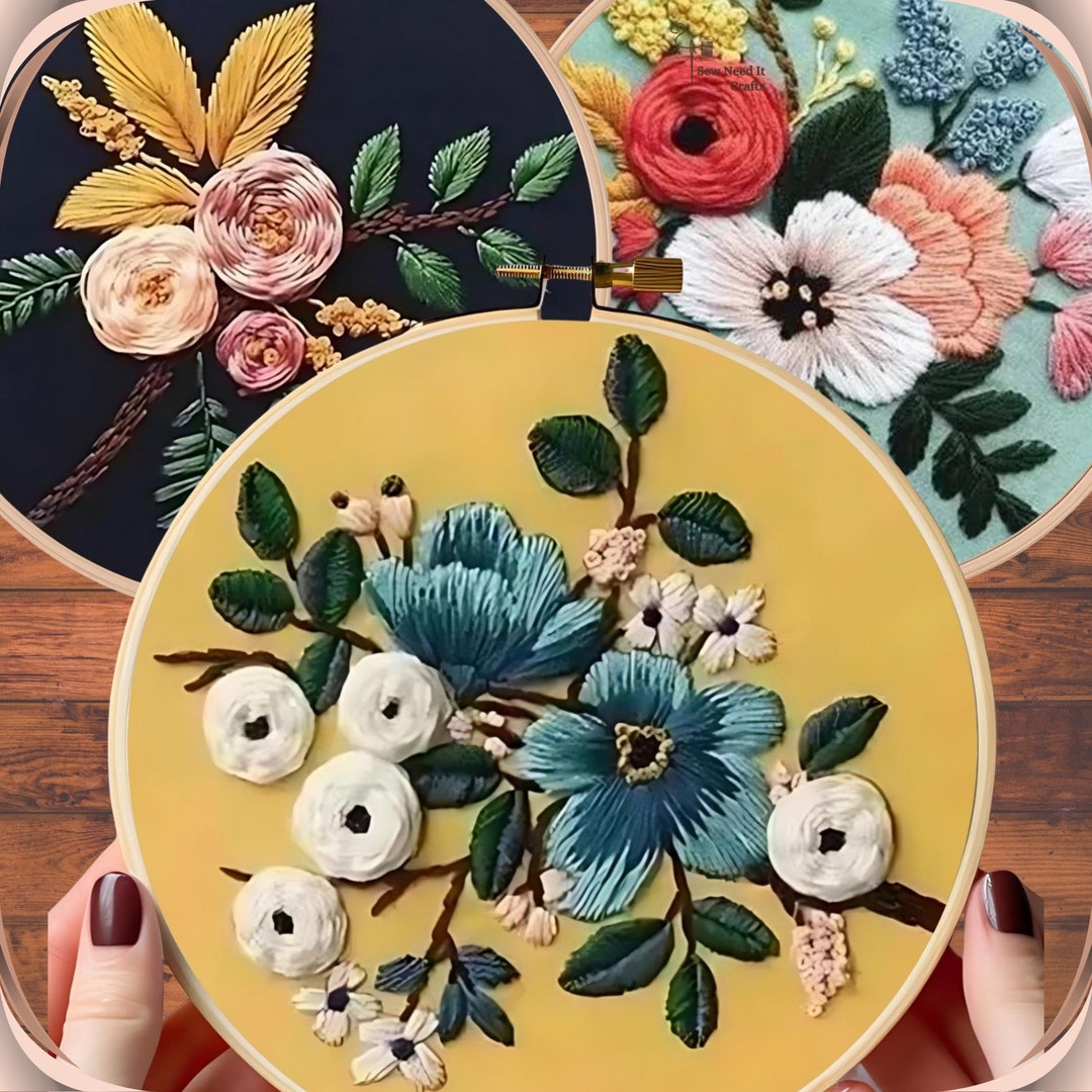 Flower Embroidery Kit, DIY Embroidery Kit, Embroidery Kit Flowers ...