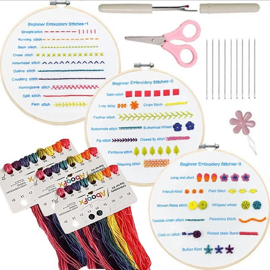 3 Set Beginner Embroidery Kit, Embroidery Starter Kit, Modern ...