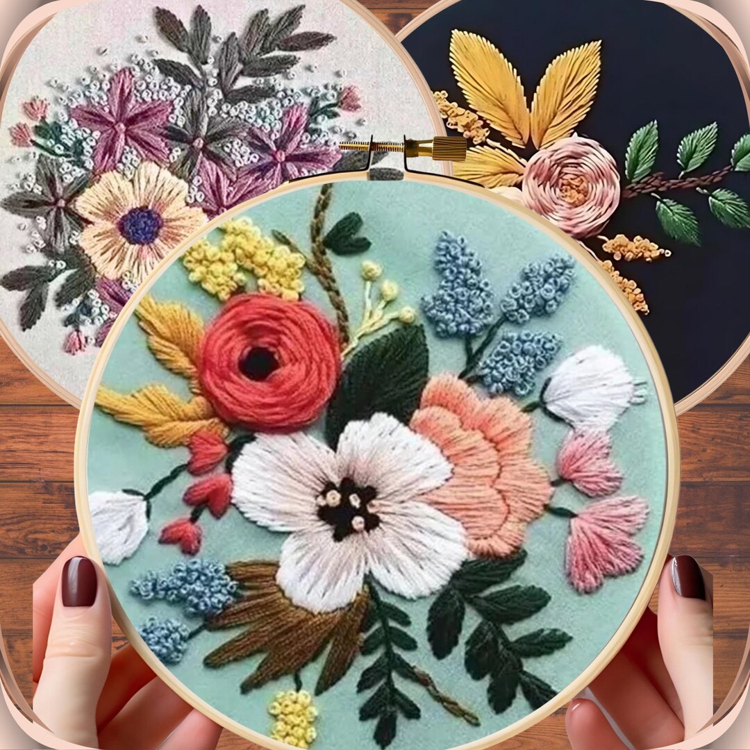 Flower Embroidery Kit, DIY Embroidery Kit, Embroidery Kit Flowers ...
