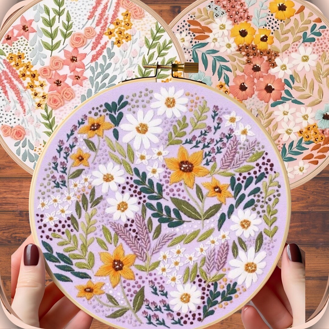 Flower Embroidery Kit, DIY Embroidery Kit, Embroidery Kit Flowers ...