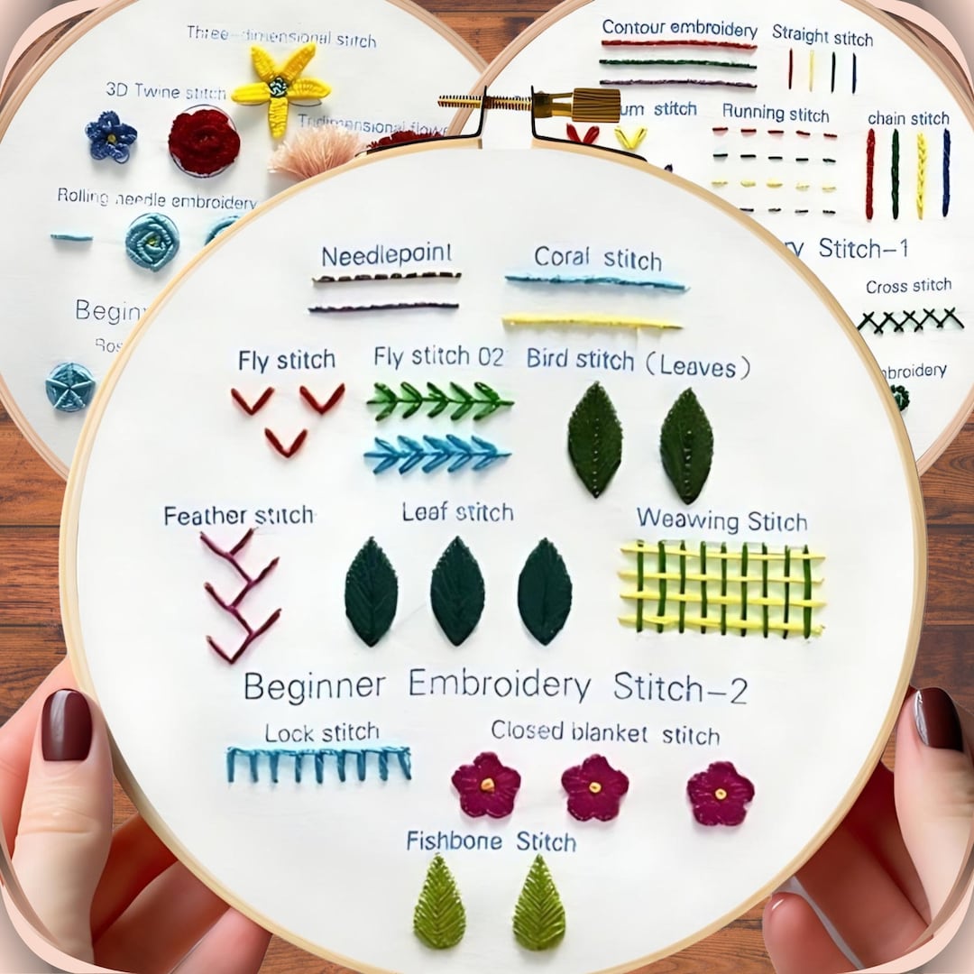 3 Set Beginner Embroidery Kit, Embroidery Starter Kit, Modern ...