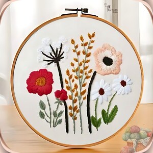 Floral Embroidery Kit, DIY Embroidery Kit, Embroidery Kit Flowers ...