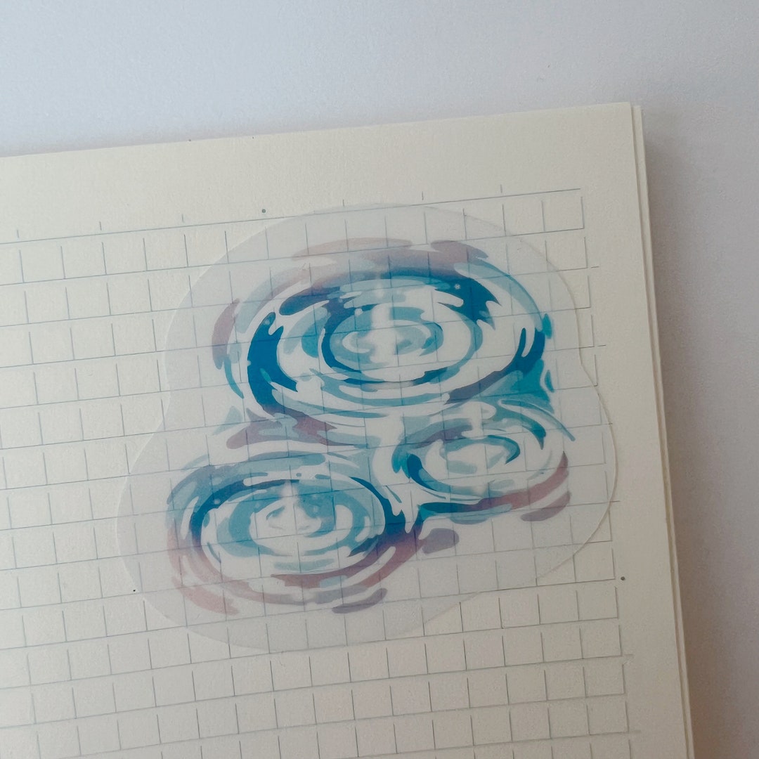 Translucent Water Ripples Vinyl Sticker Aesthetic Sticker Water Bottle ...