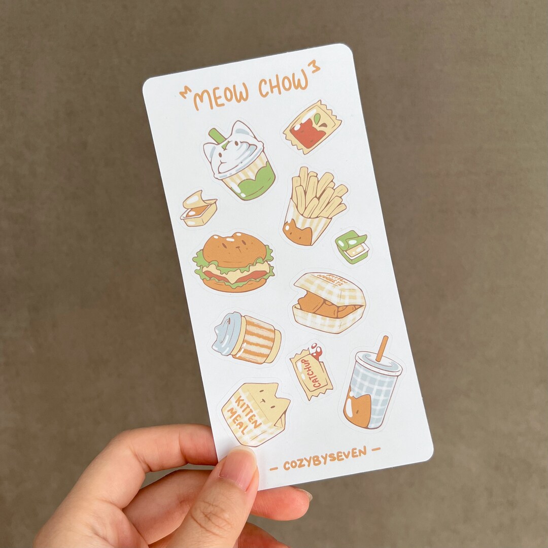 Meow Chow Planner Sticker Sheet | Bullet Journal Stickers | Cute ...