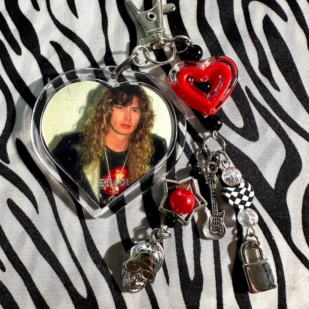 80s Dave Mustaine Inspired Keychain - Etsy