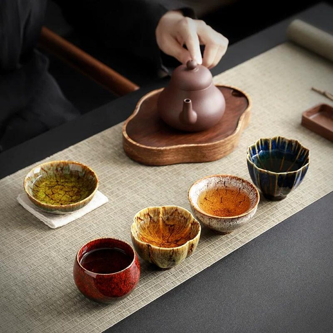 Set of 5 Tea Cups, Gift Box, Chinese Tea Set, Tea Lover Gifts, Tea ...