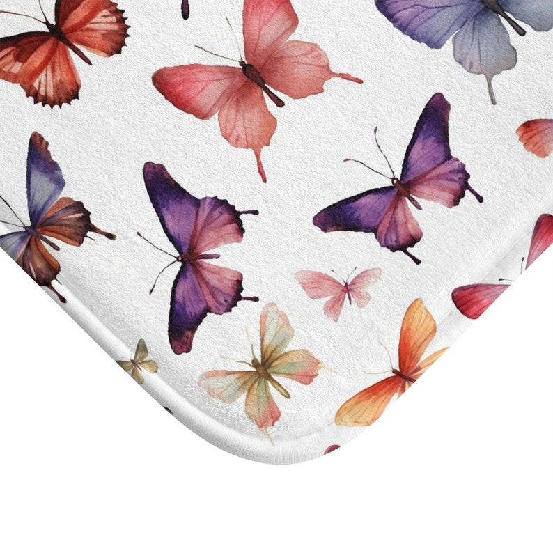 Assorted Butterfly Watercolor Art Style Bath Mat | Butterfly Bath Mat ...
