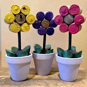 Cork Flowers in Ceramic Pot - Gifts for Women, Teachers, Office, Nurses ...