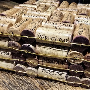 Wine Cork Trivet Pot Holder - Upcycled Corks - Gold Trim - 6" - Etsy