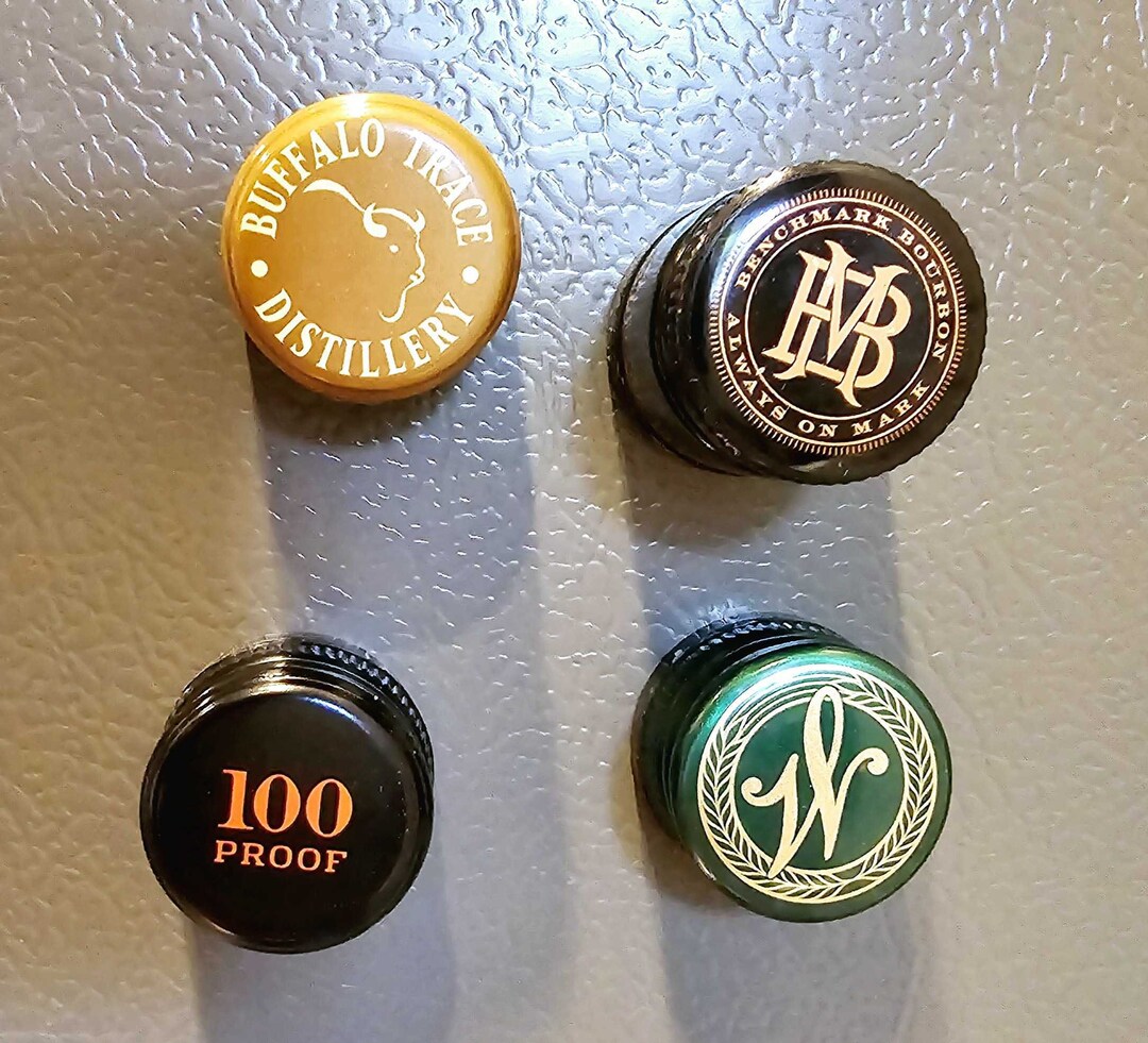 Upcycled Bourbon Bottle Cap Magnets: Whiskey Lover Gift - Etsy