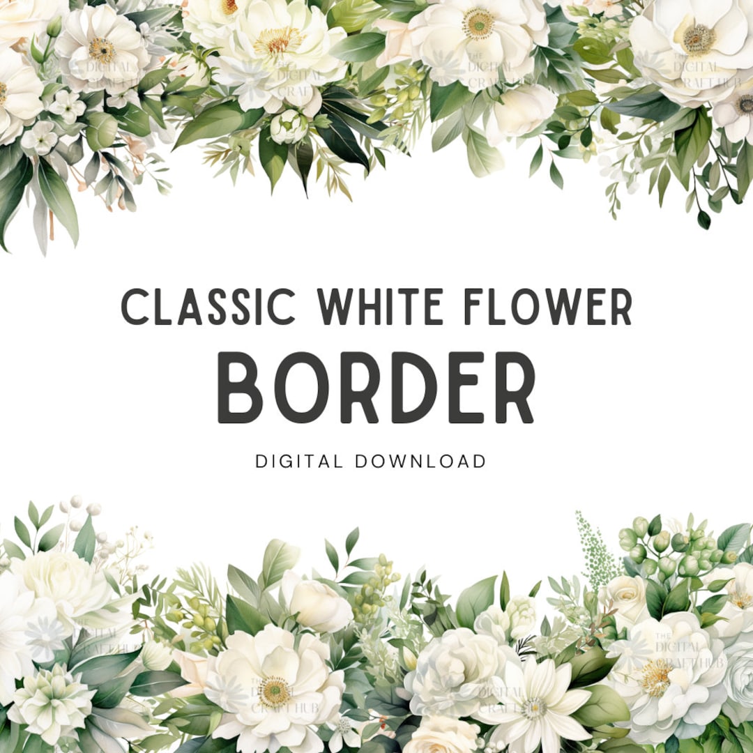 Classic White Flower Border, Border-frame, Colorful Flower, Wedding ...