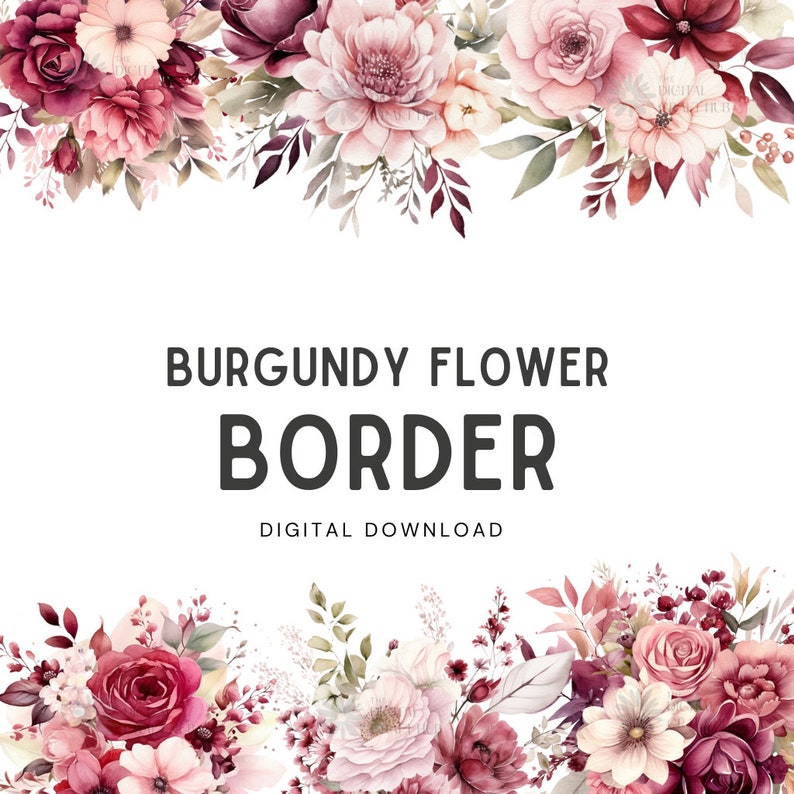 Burgundy Flower Border, Border-frame, Colorful Flowers, Bright Flowers ...