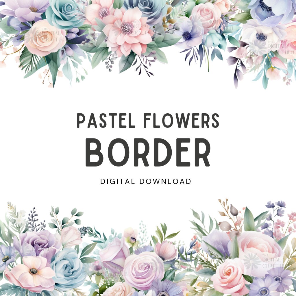 Pastel Flower Border, Border-frame, Colorful Flowers, Wedding Frame ...