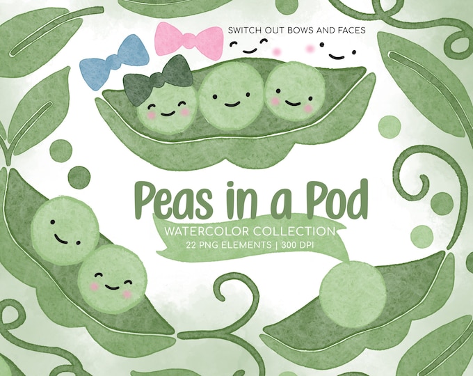 Peas in a Pod Clipart - Clip Art and Digital Paper Set - Etsy Denmark