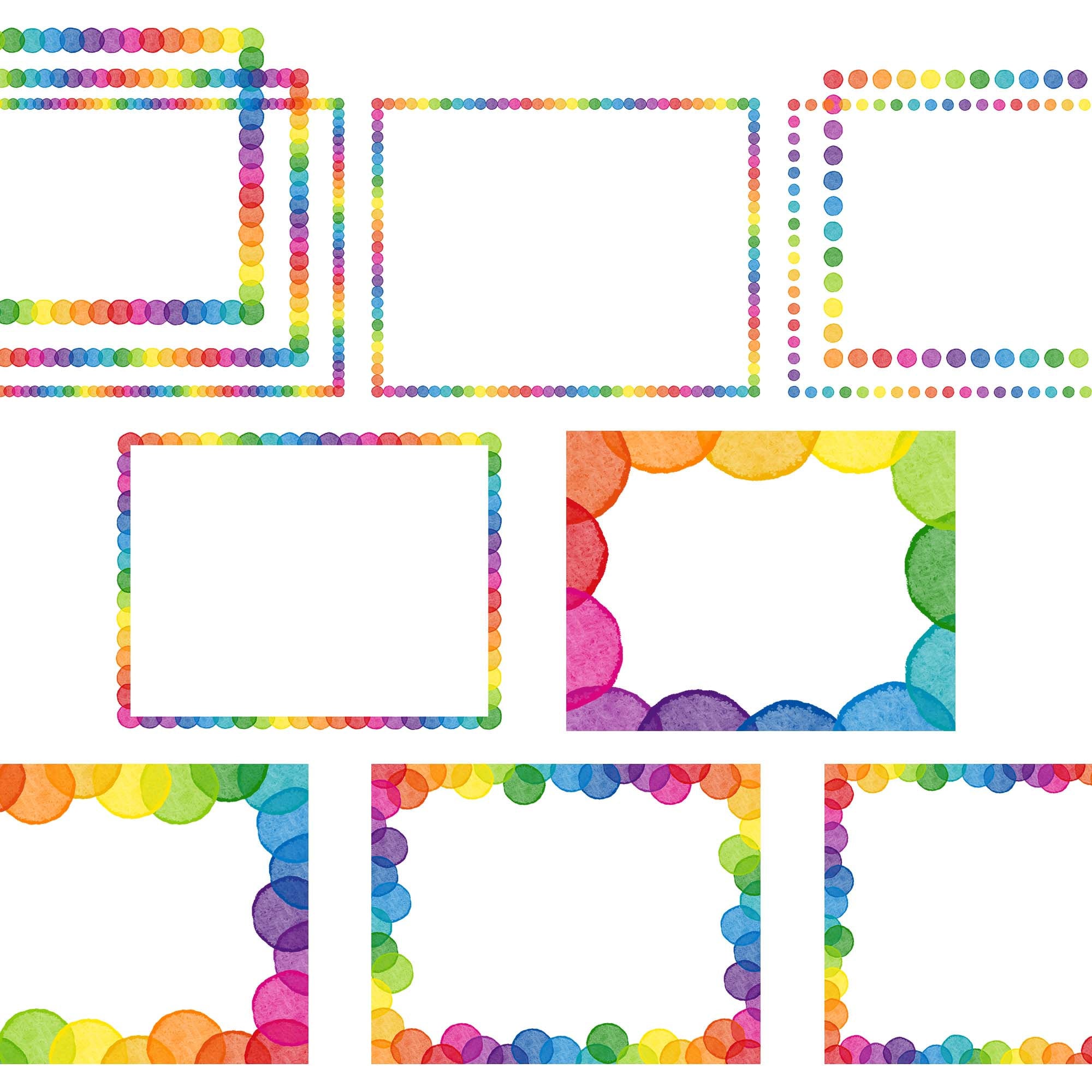 Rainbow Polka Dot Borders - Colorful Rainbow Border Clipart - Rainbow ...
