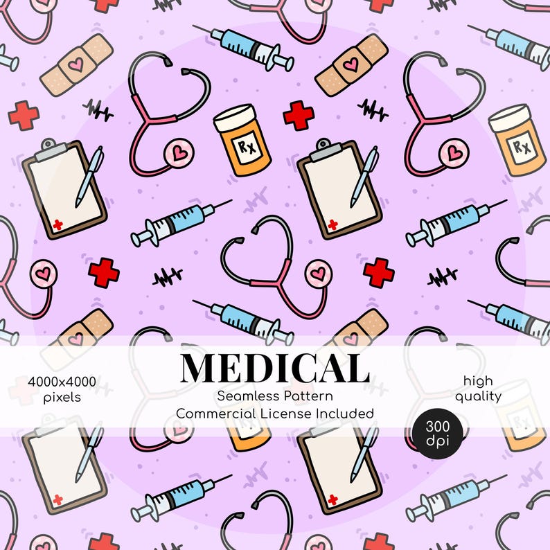 Medical Seamless Pattern Design- Nurse Doctor Pediatrician Surgeon ...