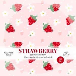 Strawberry Seamless Pattern Design - Cute Spring Berry Fabric Pattern ...