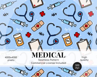 Medical Seamless Pattern Design- Nurse Doctor Pediatrician Surgeon ...
