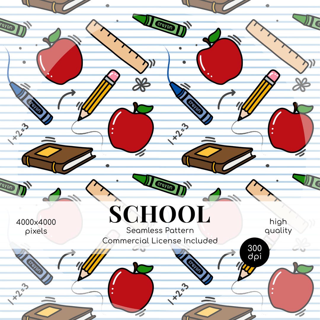 School Teacher Seamless Pattern Design - Educational School Supply ...