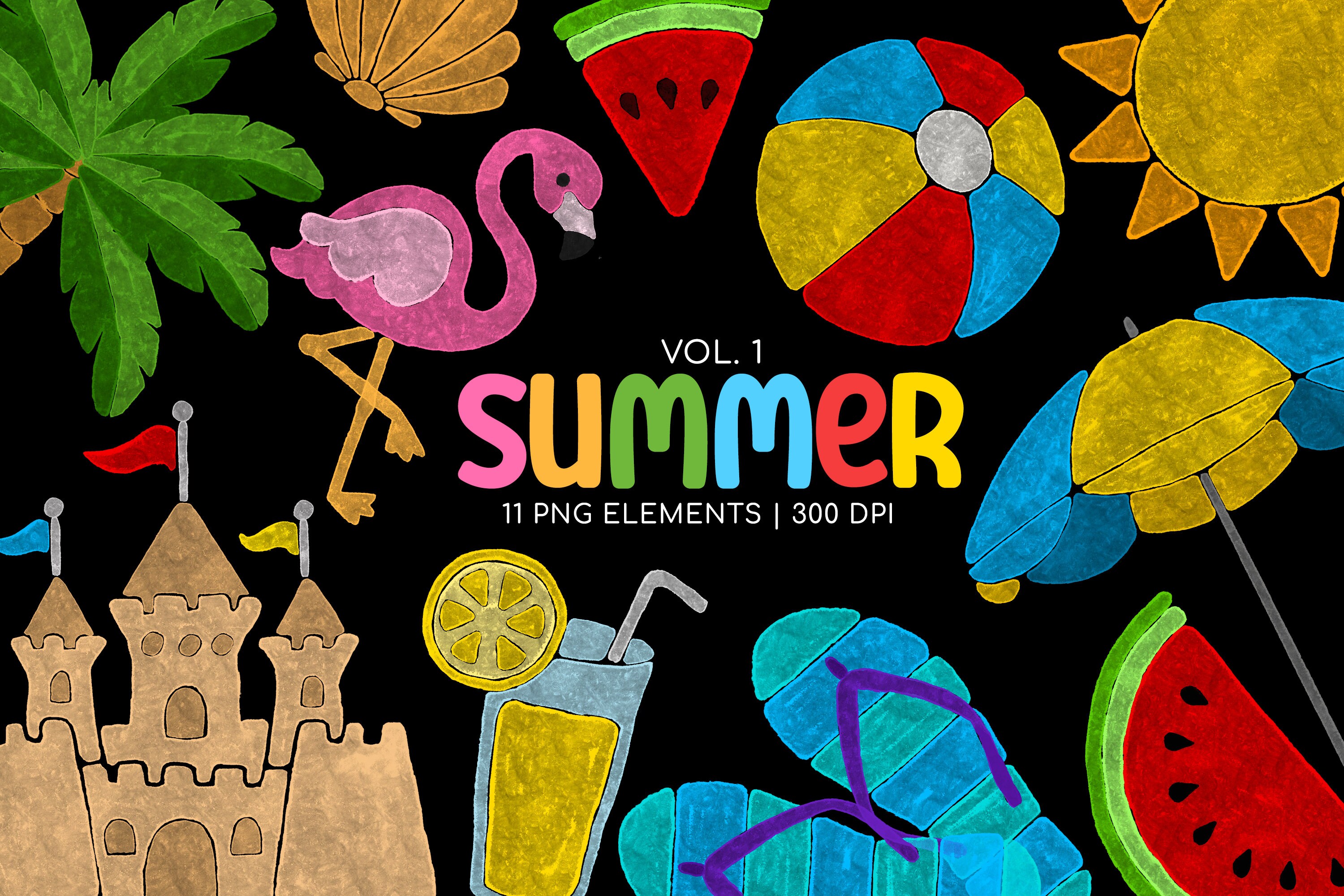 Summer Clipart Set - Tropical Beach Graphics - Sand Castle ...