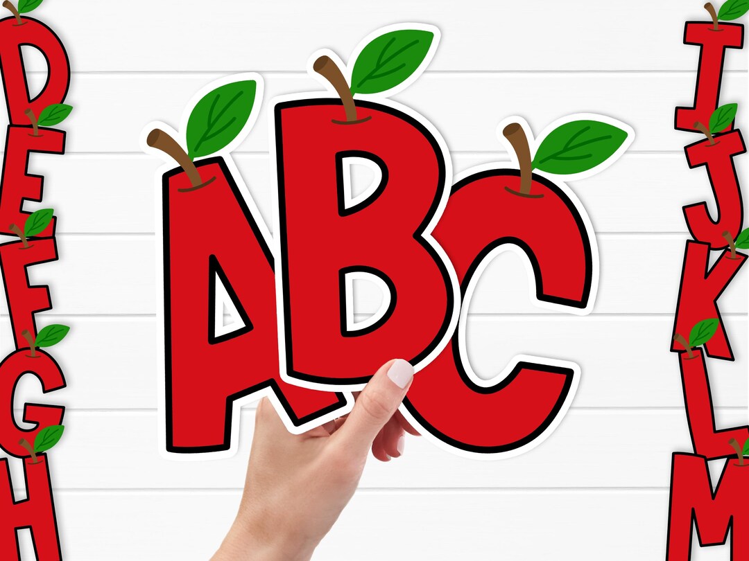 Apple Alphabet and Numbers Clipart - Bulletin Board Letters - Classroom ...