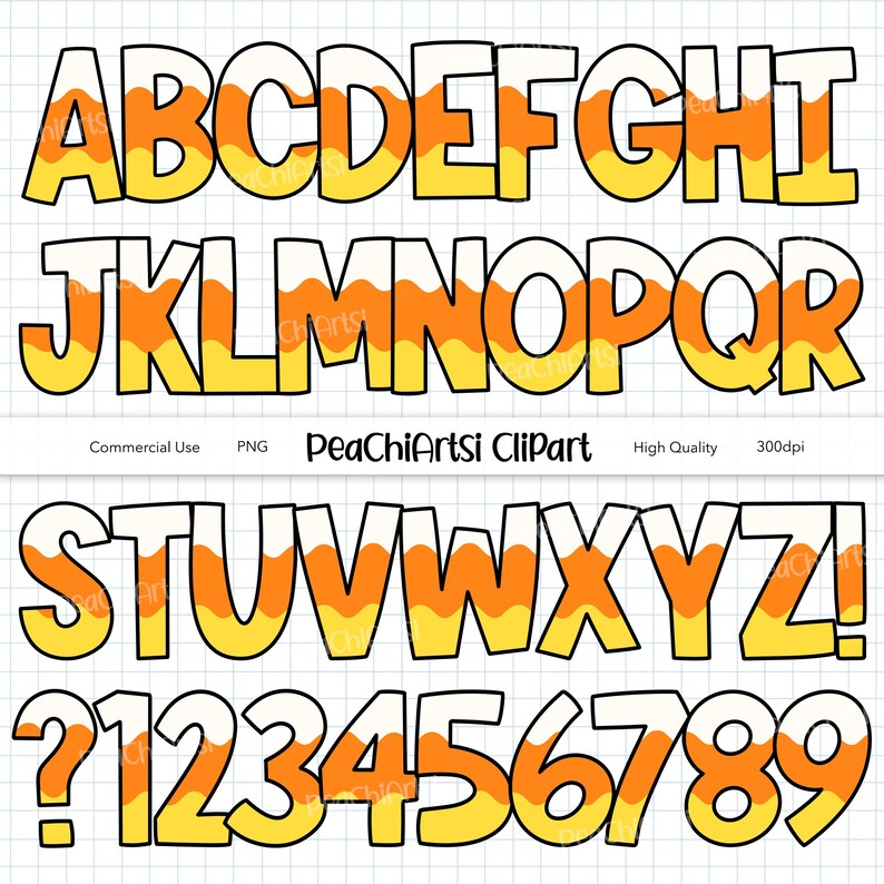 Candy Corn Alphabet and Numbers Clipart - Bulletin Board Letters ...